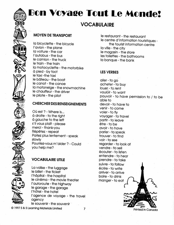 Bon voyage tout le monde 7e et 8e année