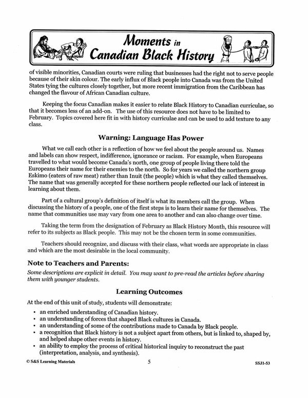 Abolition: Slavery's End- Canadian Black History Worksheet Gr 4-8