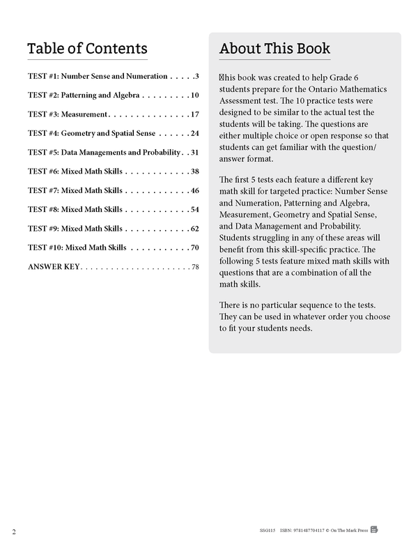 Ontario Grade 6 Math Test Prep Guide