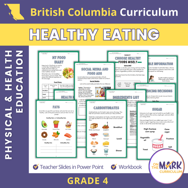 Healthy Eating British Columbia Grade 4 Curriculum - Workbook & Slides