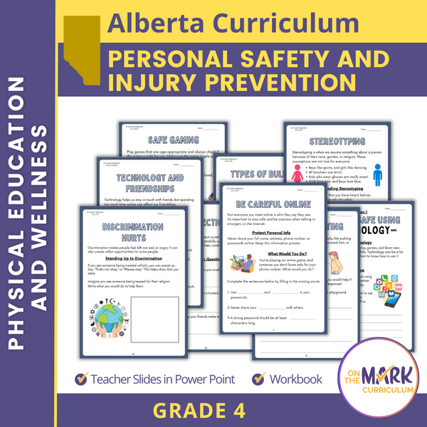 Personal Safety and Injury Prevention Alberta Grade 4 Curriculum - Wor