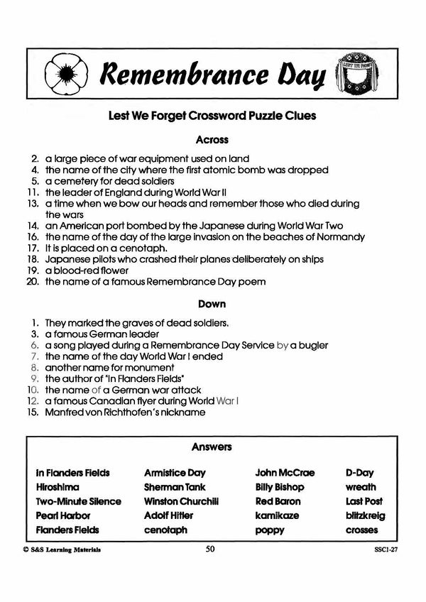Lest We Forget Word Study Activities For Grades 4-6