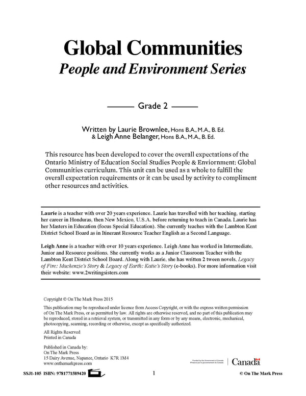Global Communities Grade 2 Ontario Social Studies Curriculum