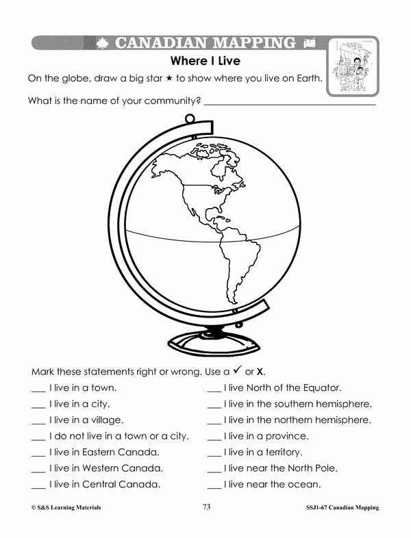 Canadian Communities - Urban & Rural Mapping Worksheets Grades 2-3