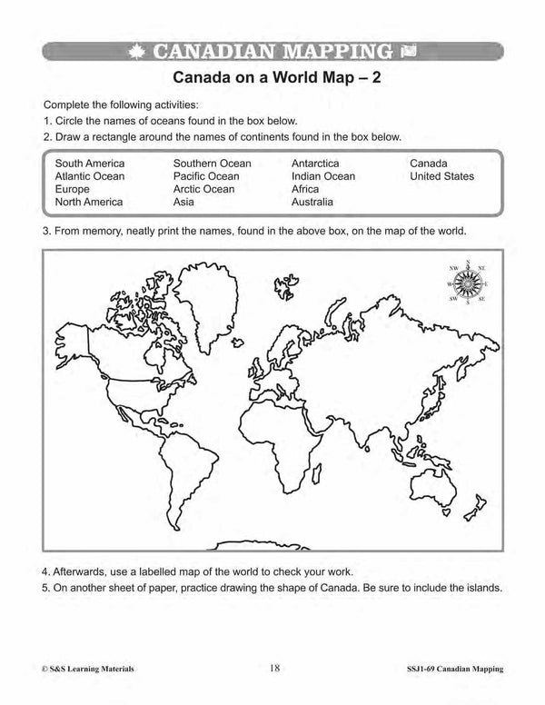 Canada's Provinces & Territories Worksheets Grades 5-6