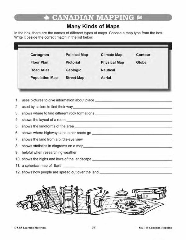 Kinds of Maps Worksheets Grades 5-6