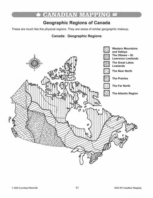 Geographic & Physical Regions in Canada Worksheets Grades 5-6