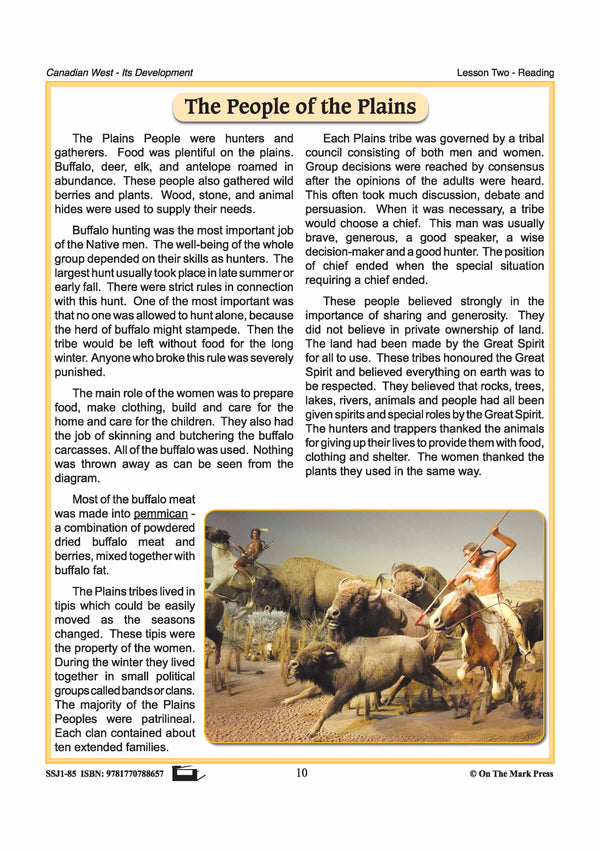 The People of the Plains Lesson Grades 7-8