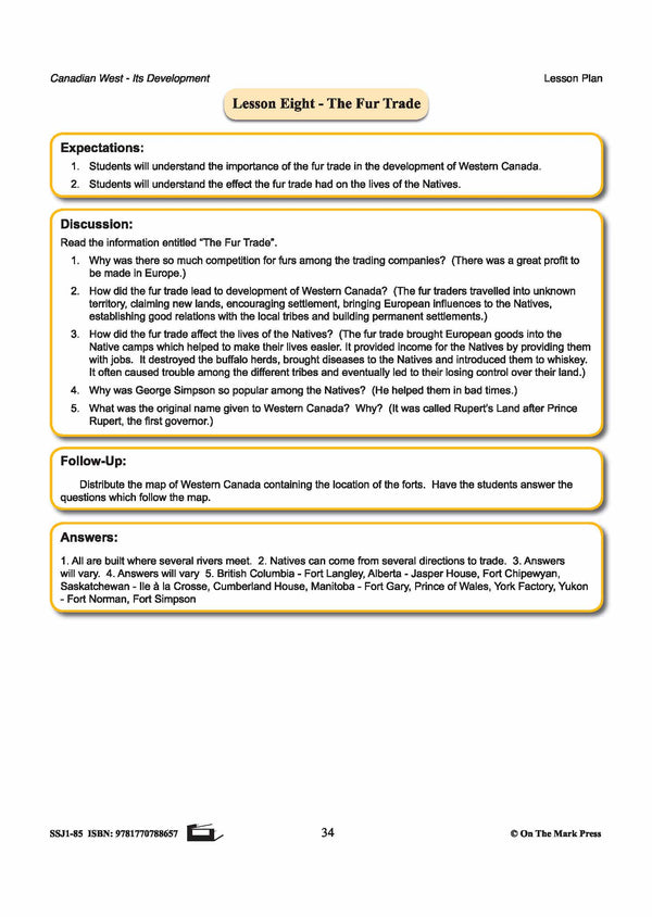 The Fur Trade Lesson Grades 7-8