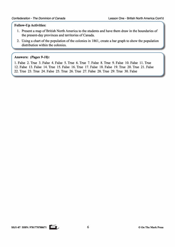 British North America Lesson Grades 7-8