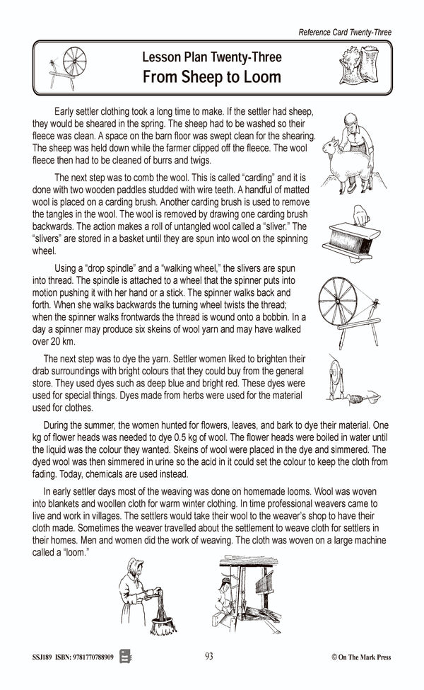 From Sheep to Loom - An Early Settler Lesson Grades 2-4