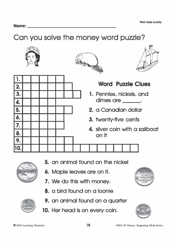 Canadian Money: Word Study Activities Grades 1-3
