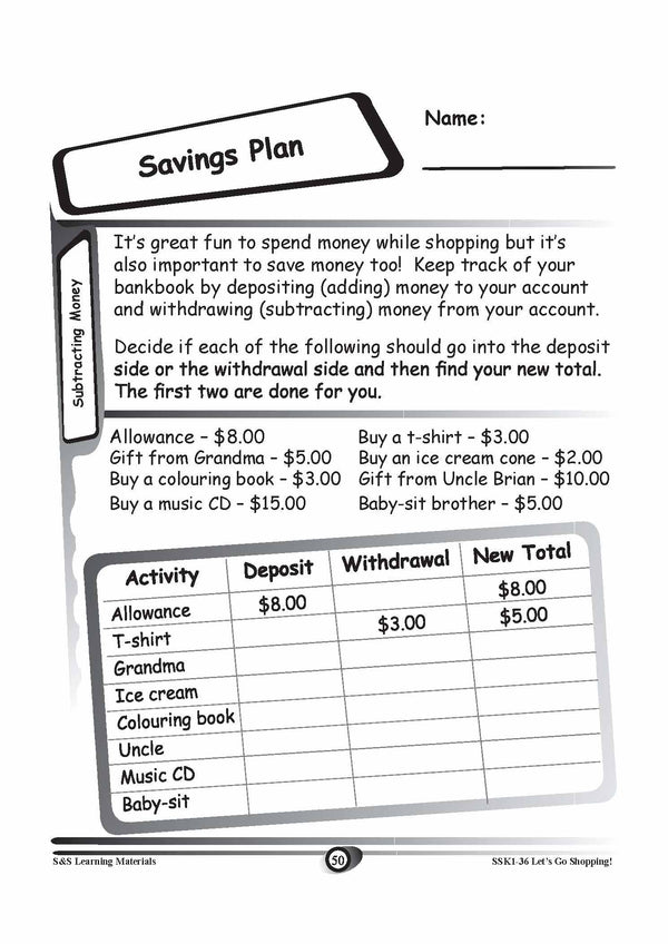 Subtracting Canadian Money Grades K-3 Worksheets