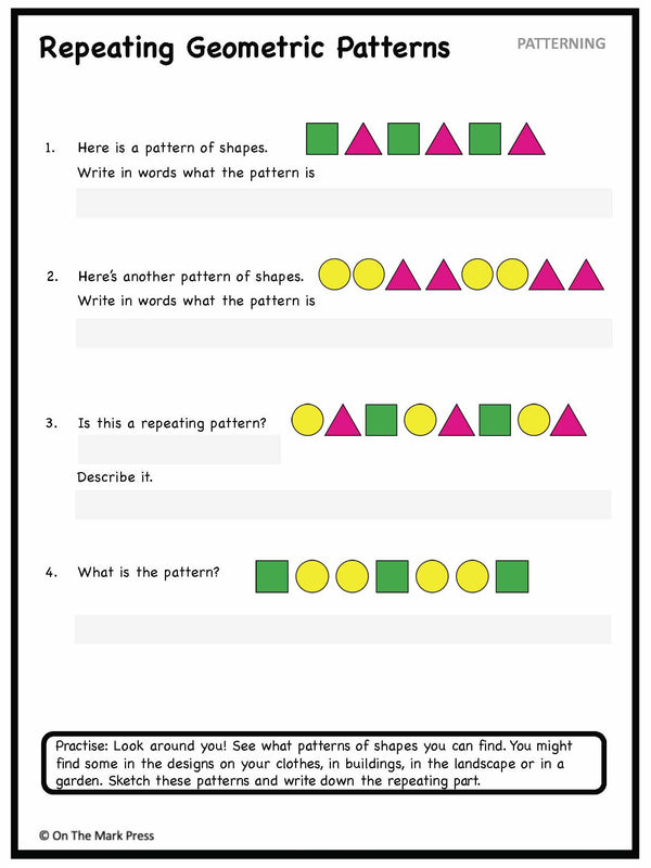 Canadian Patterning Lesson Plans & Activities Grade 1