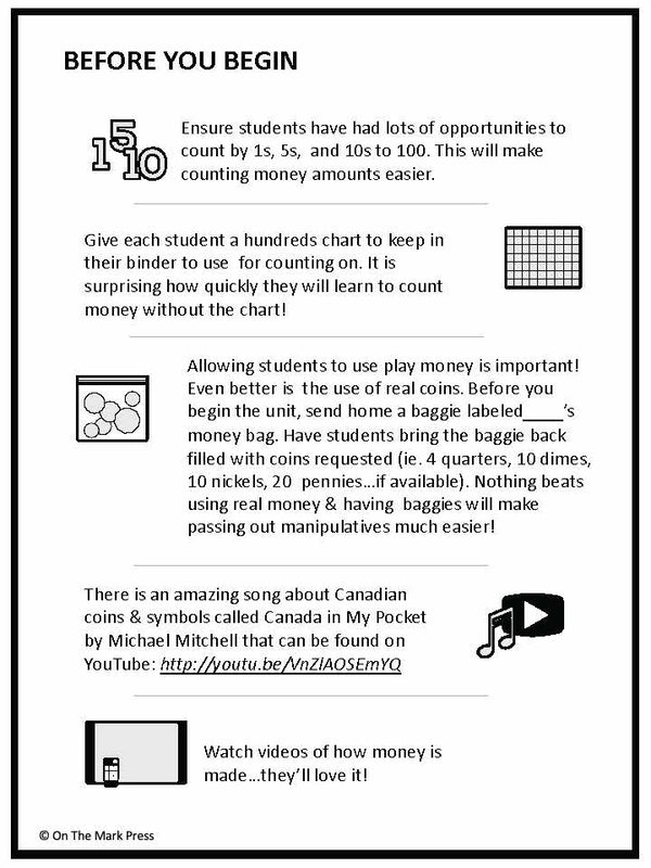 Counting Canadian Money - Coins Grades 1-2