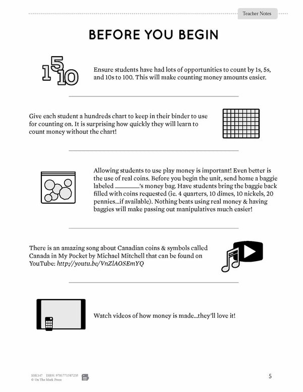 Canadian Money - Word Problems Grades 1-2