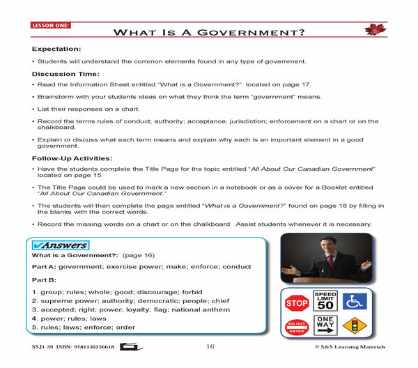 Canadian Government: What Is A Government? Gr. 5-8 E-Lesson Plan