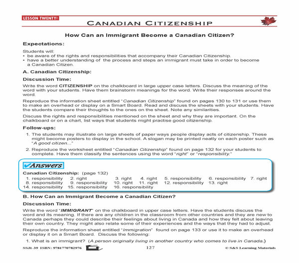 Canadian Government Lessons: Canadian Citizenship Grades 5+