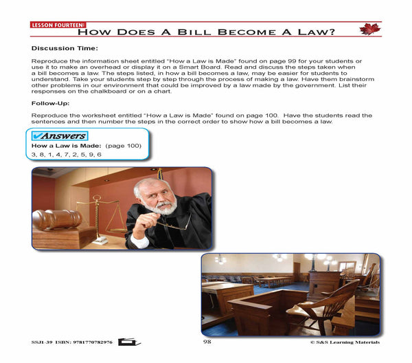 Canadian Government Lesson: How Does a Bill Become a Law? Grades 5+