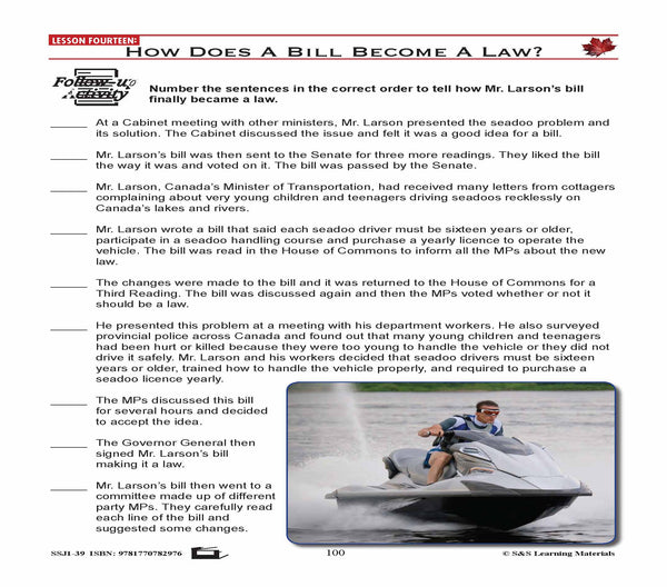 Canadian Government Lesson: How Does a Bill Become a Law? Grades 5+