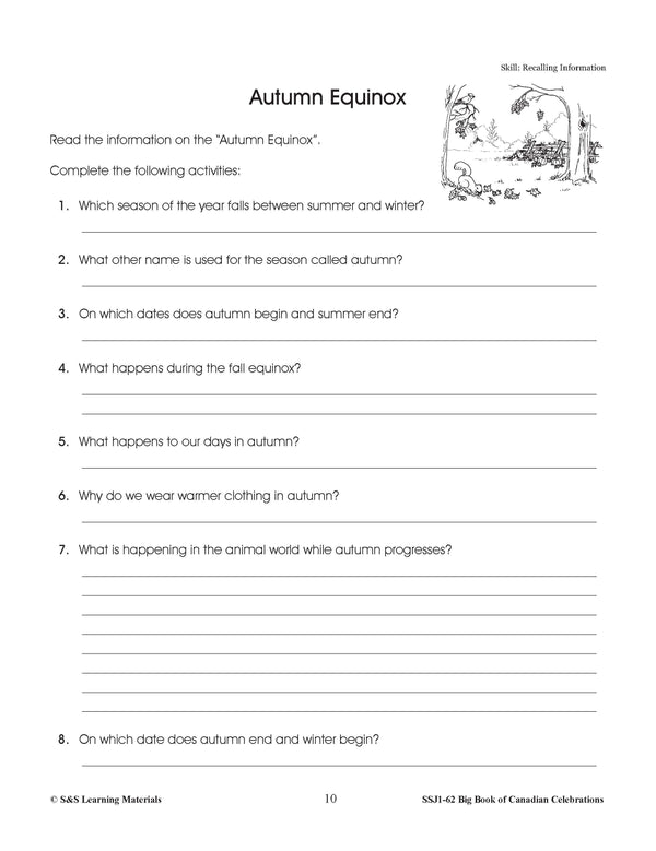 The Autumn Equinox Gr. 4-6 Reading Passage and Follow-up