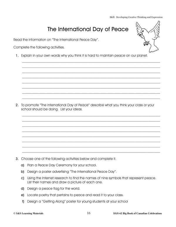 The International Day of Peace Grades 4-6 Reading Activity and Follow-