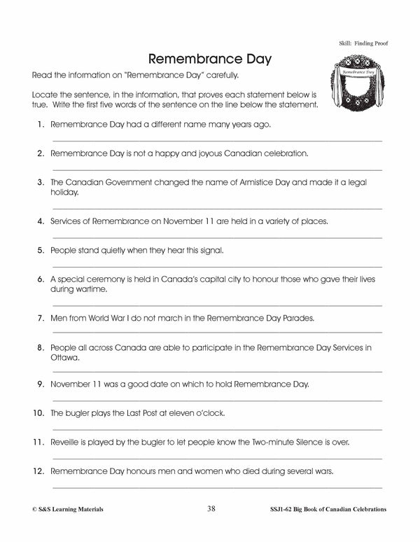 Remembrance Day Gr. 4-6 Information and Worksheet