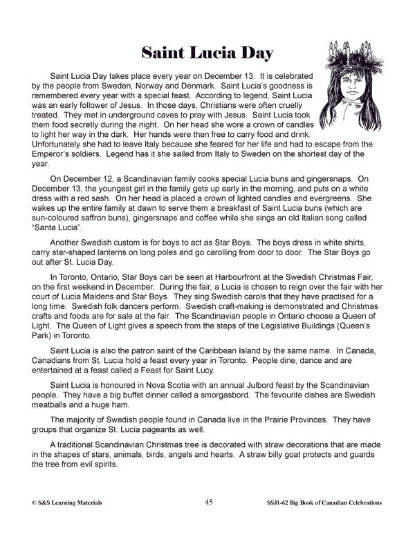 Saint Lucia Day Gr. 4-6 Information and Worksheets