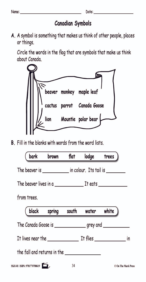 Canadian Symbols Reading Lesson Gr. 1