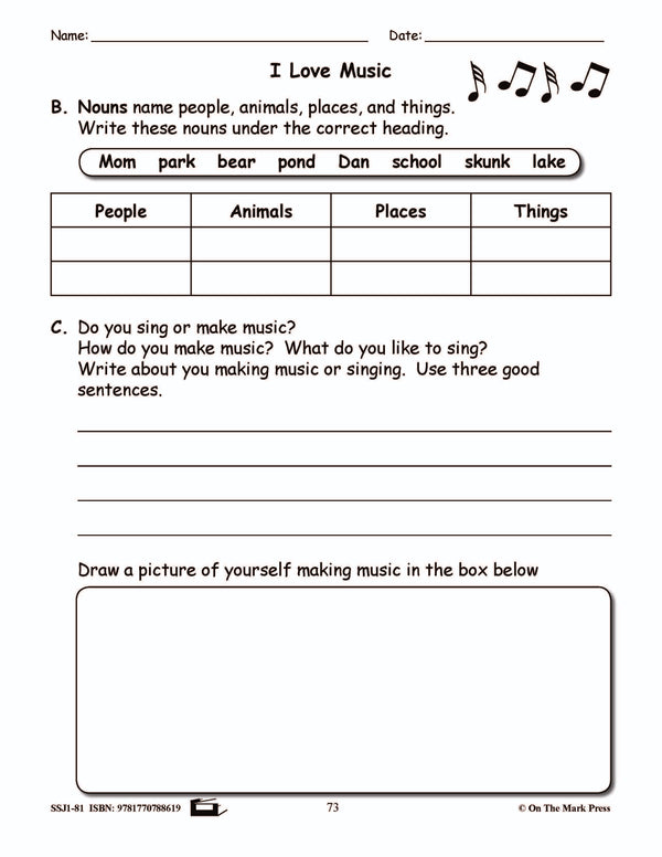 I Love Music! Grammar Lesson Gr. 1 E-Lesson Plan