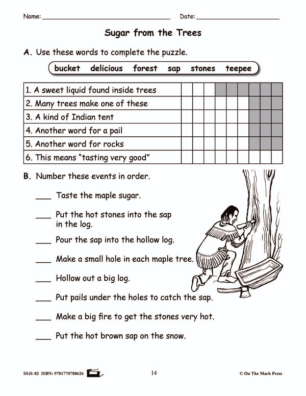 Sugar from the Trees - Maple Syrup Reading Worksheets Gr. 2 (following