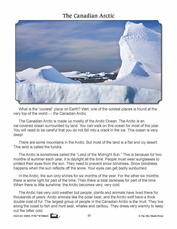 The Canadian Arctic Reading Lesson Grade 3 (classifying/finding proof)