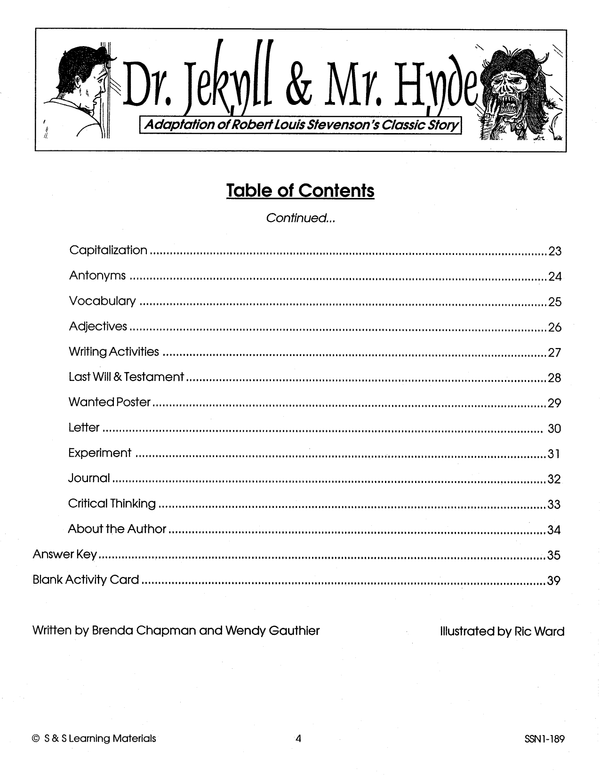 Dr. Jekyll & Mr. Hyde Lit Link/Novel Study Guide Gr. 4-6