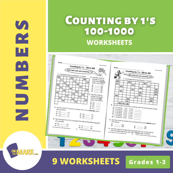 Counting by 1's 100-1000 Worksheets Grades 1-3