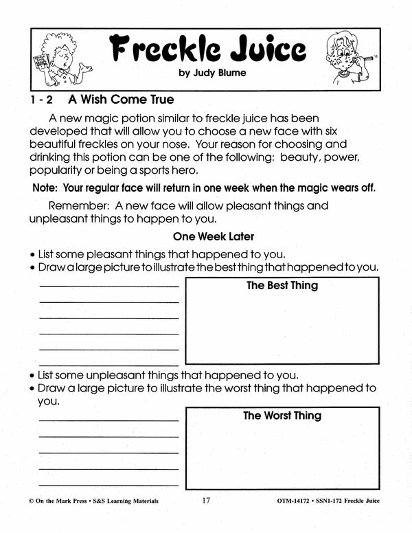 Freckle Juice, by Judy Blume Lit Link/Novel Study Grades 1-3