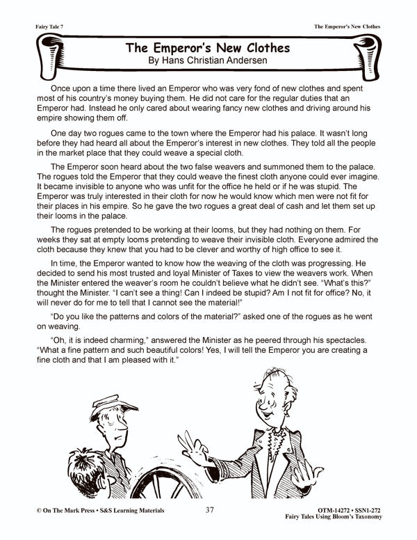 The Emperor's New Clothes Fairy Tale Lesson Using Bloom's Taxonomy Gr.