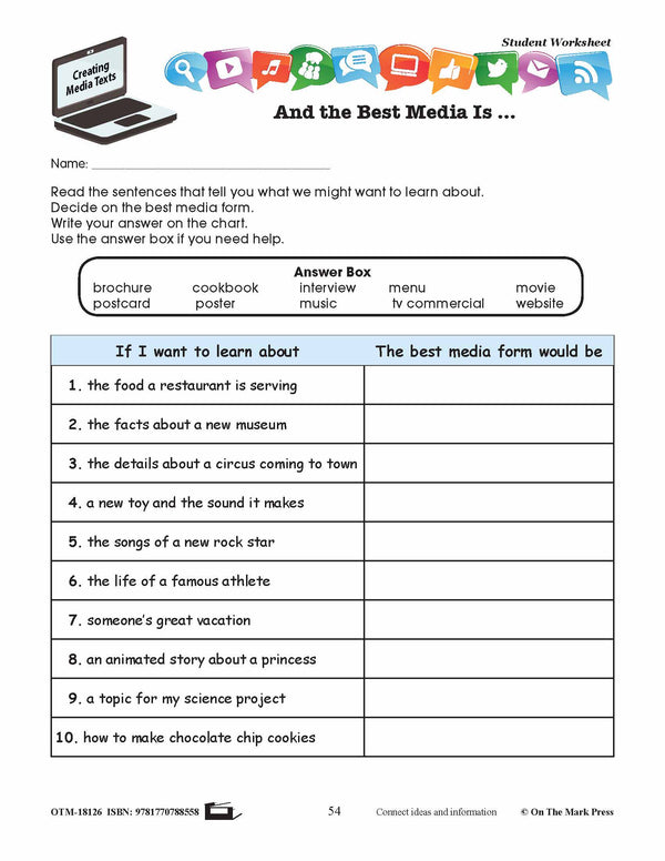 Appropriate Forms of Media Texts Lesson Plan Grades 2-3 - Aligned to C
