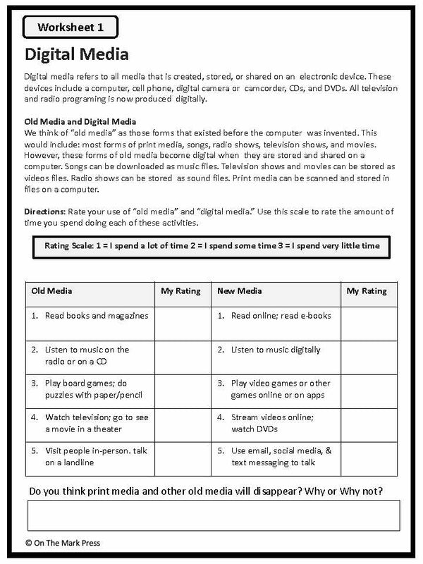 Digital Media Activities and Worksheets Gr. 4-6 Aligned To Common Core