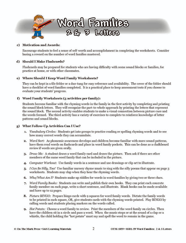 The _ing Word Family Worksheets Grades 1-3