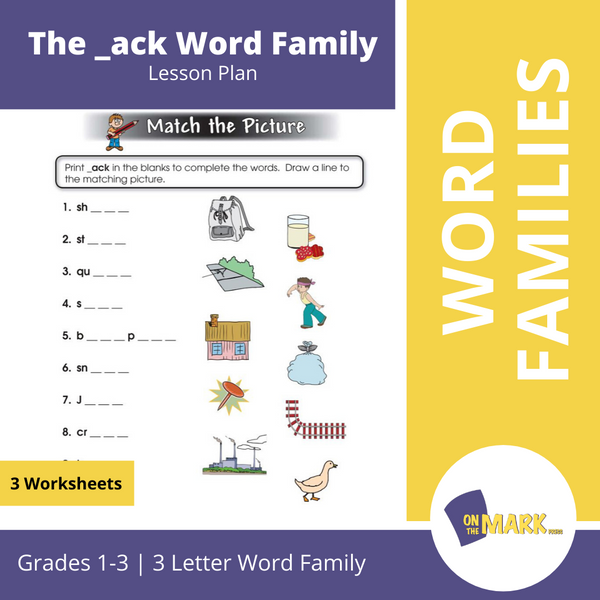The _ack Word Worksheets Family Grades 1-3