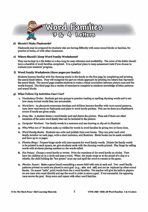 The _ear Word Family Worksheets Grades 1-3