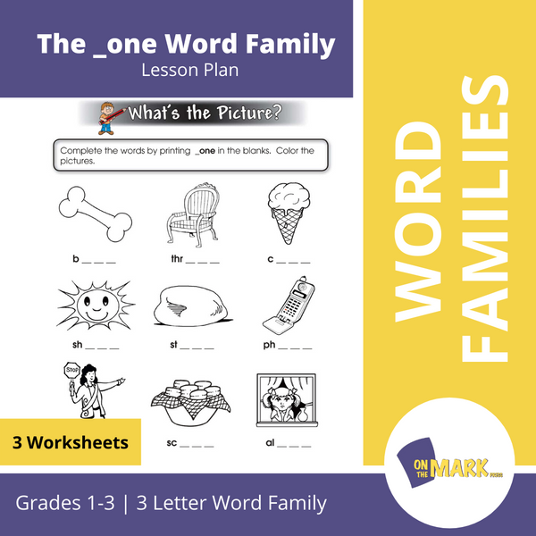 The _one Word Family Worksheets Grades 1-3