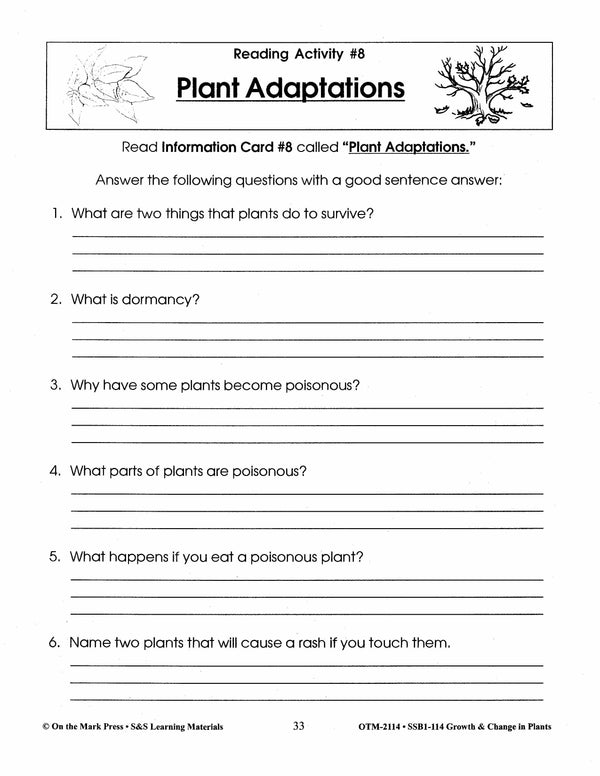 Plant Adaptations Lesson Grades 2-3