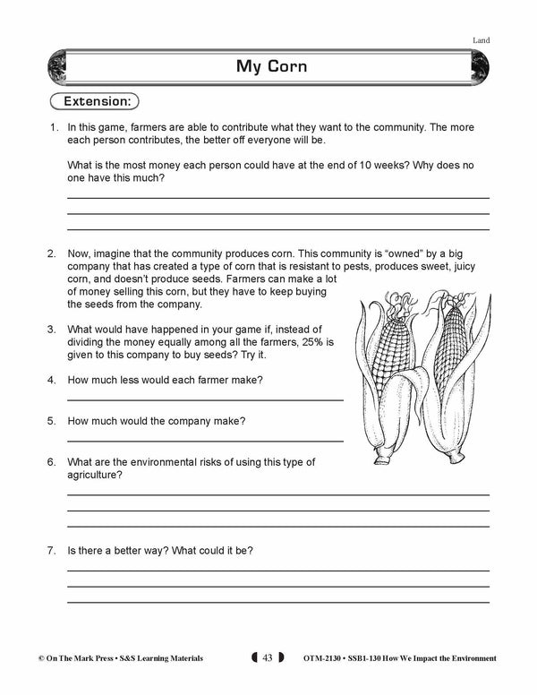 My Corn Lesson Plan (big farms/environment) Grades 5-8