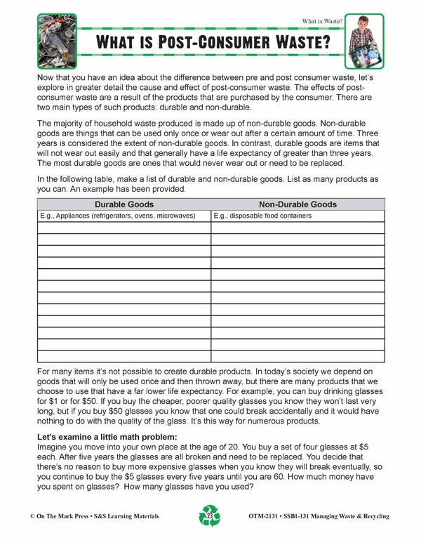 What are Pre-Consumer and Post- Consumer Waste? Lesson Grades 5-8