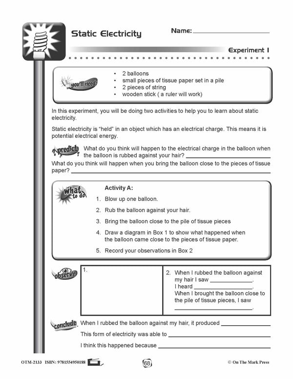 Static Electricity Lesson Plan Grades 4-6