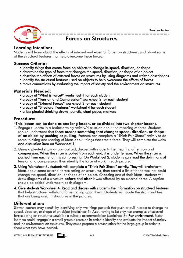 Forces on Structures Grade 5 Lesson with Experiments