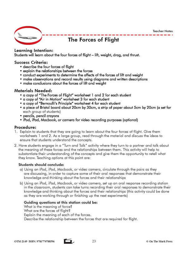 The Forces of Flight Grade 6 Lesson with Experiments