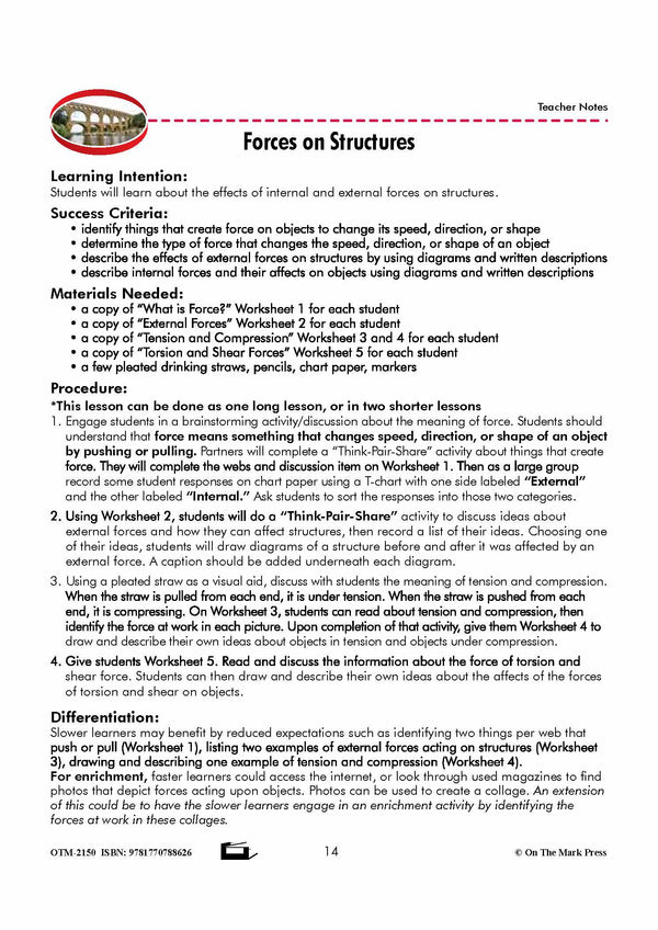 Forces on Structures Grade 7 Lesson with Experiments