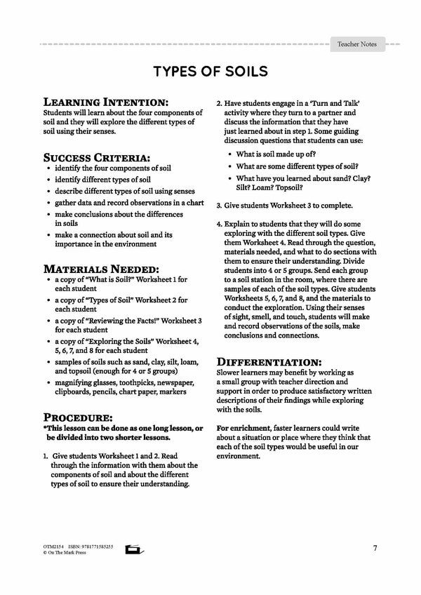 Types of Soils Lesson Plan Grade 3